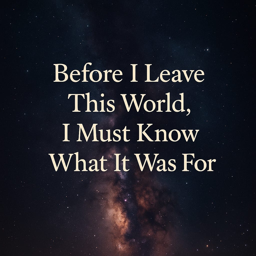 🌌 Before I Leave This World, I Must Know What It Was For | by Kurt ...