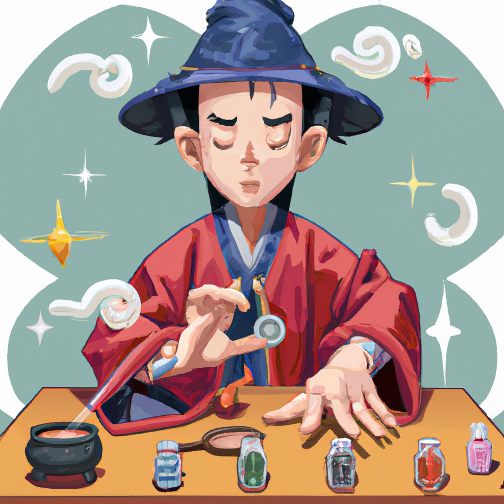 A wizard partitions objects into smaller pieces using magic spells | by ...