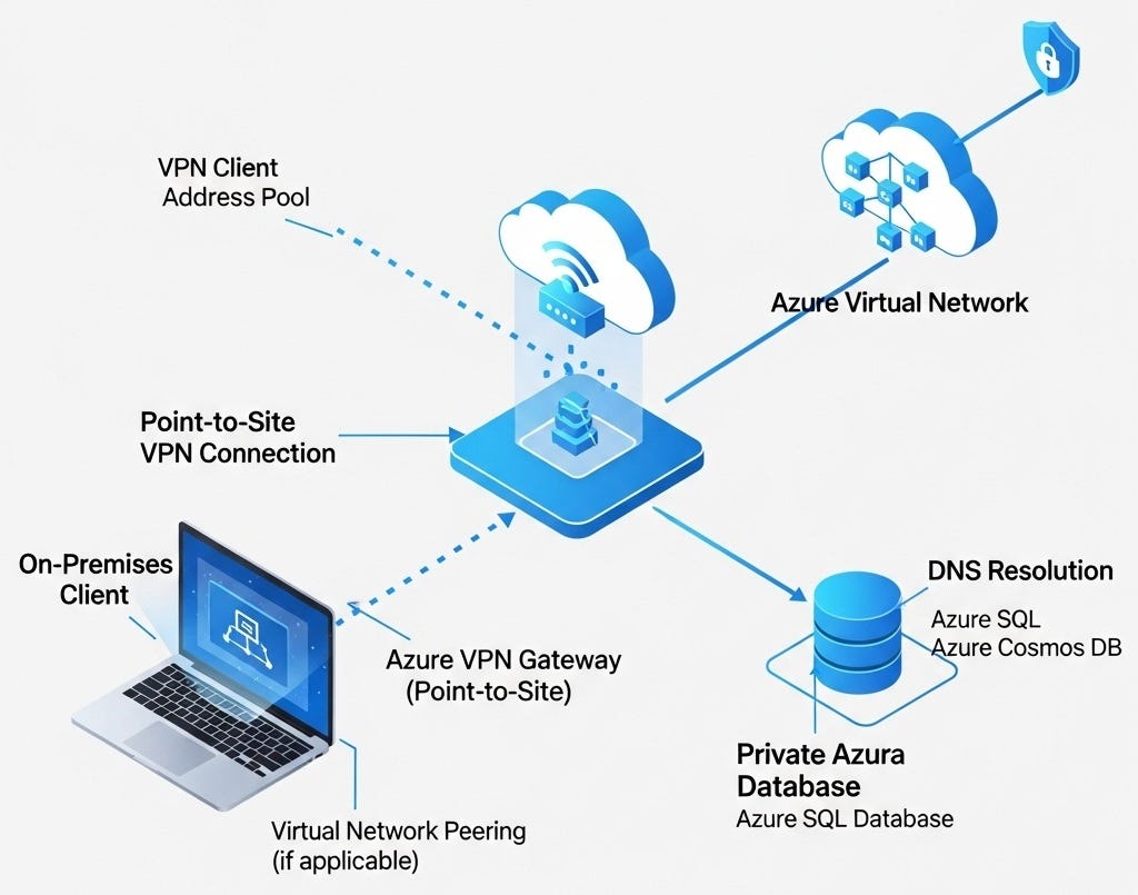 Using a Point to Site Vpn Gateway to Connect to a Private Azure ...