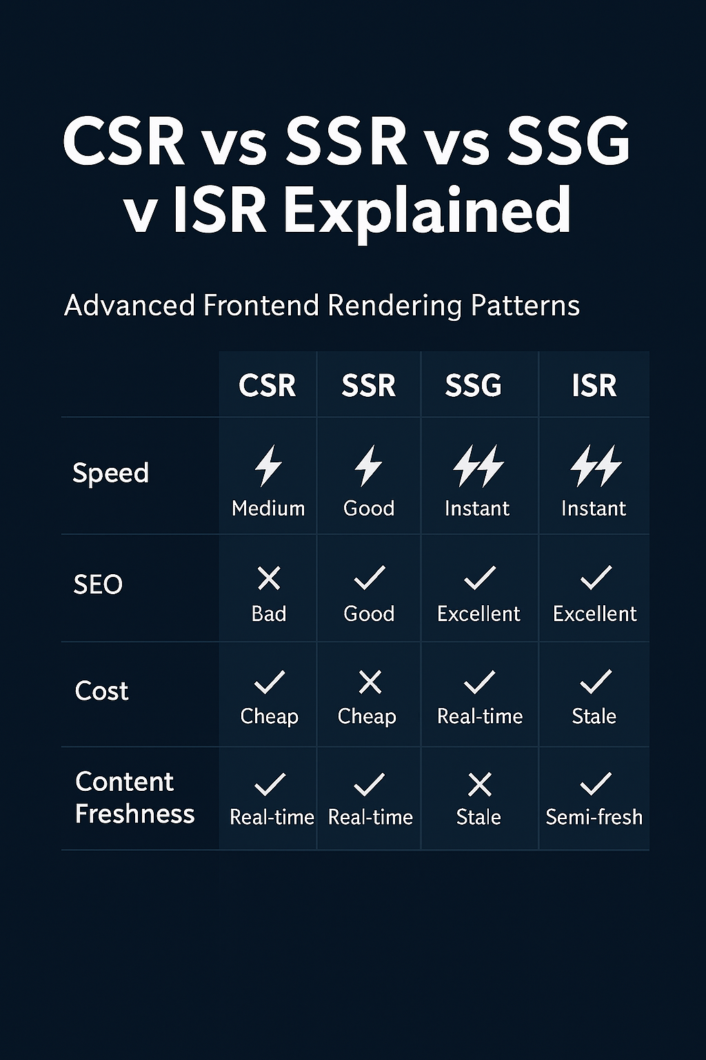 Advanced Frontend Rendering Patterns: CSR, SSR, SSG & ISR Explained with Real Examples | by ...