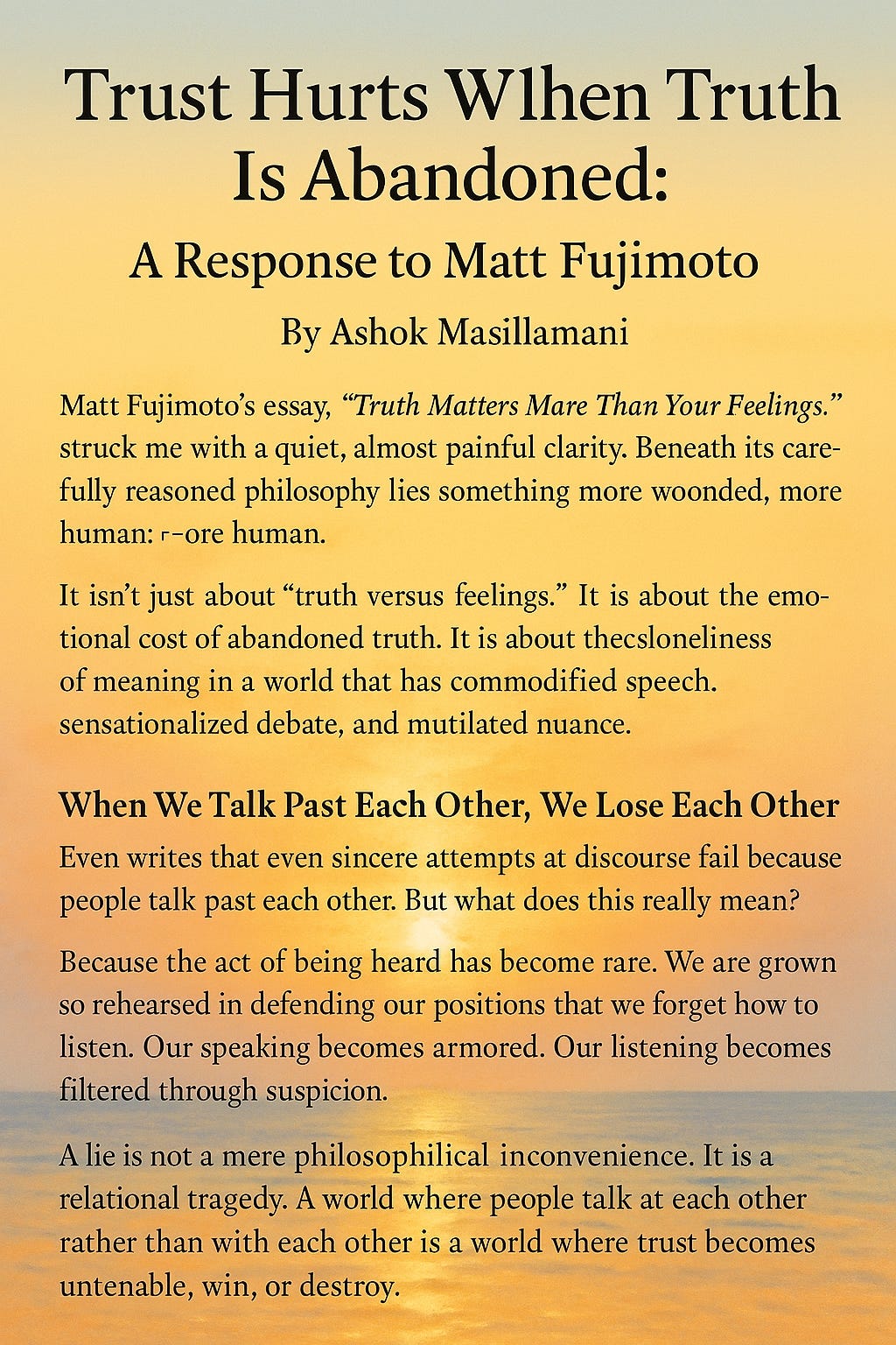 e “Truth Matters More Than Your Feelings.” | by Masi Publications ...