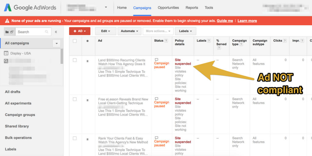 How to make sure your landing pages are Google-compliant / Facebook ...