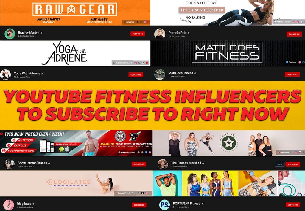 YouTube Fitness Influencers to Subscribe to Right Now - Rzussk mlhue ...