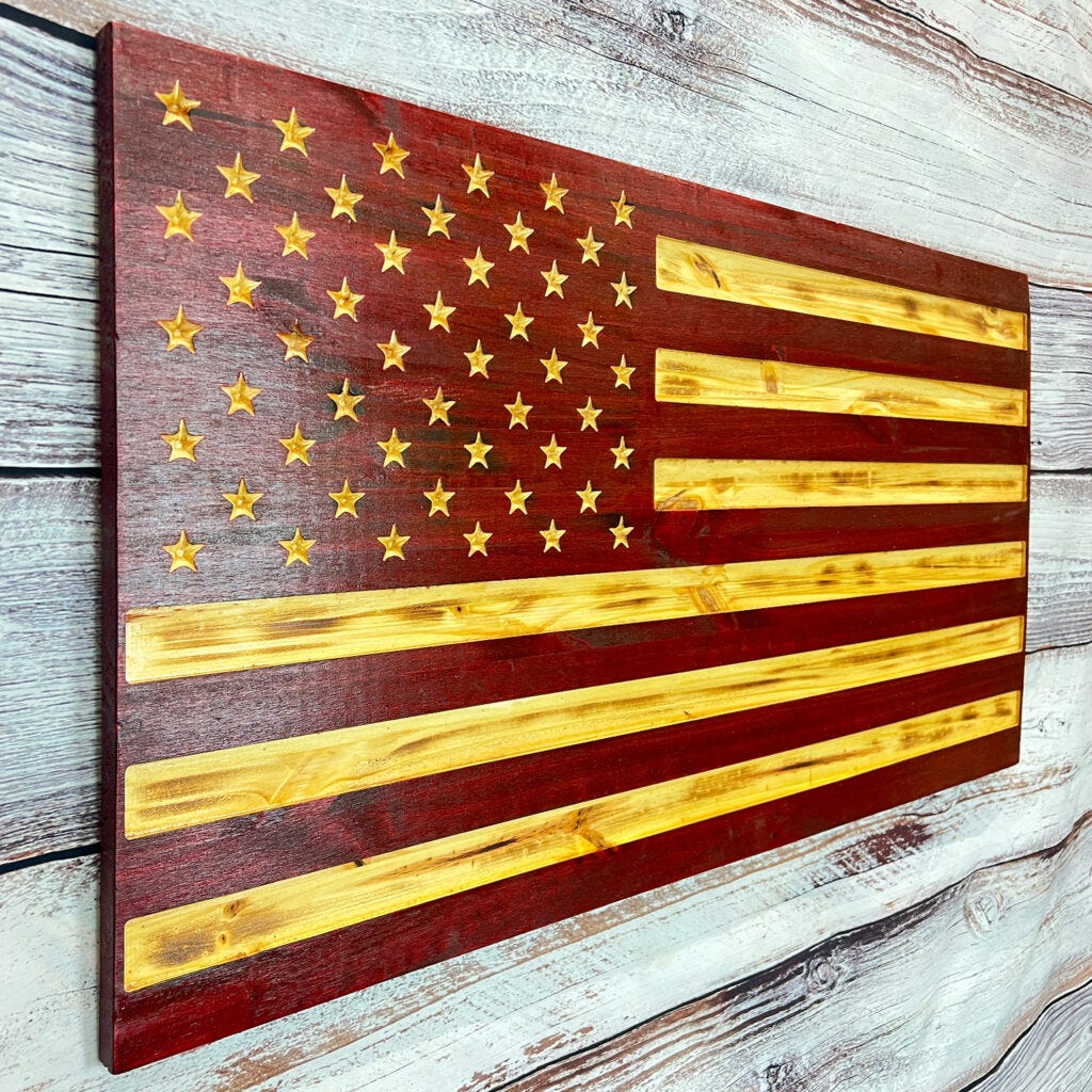 Burnt Wood American Flag | Cedar-sense.com - Ceder sense - Medium