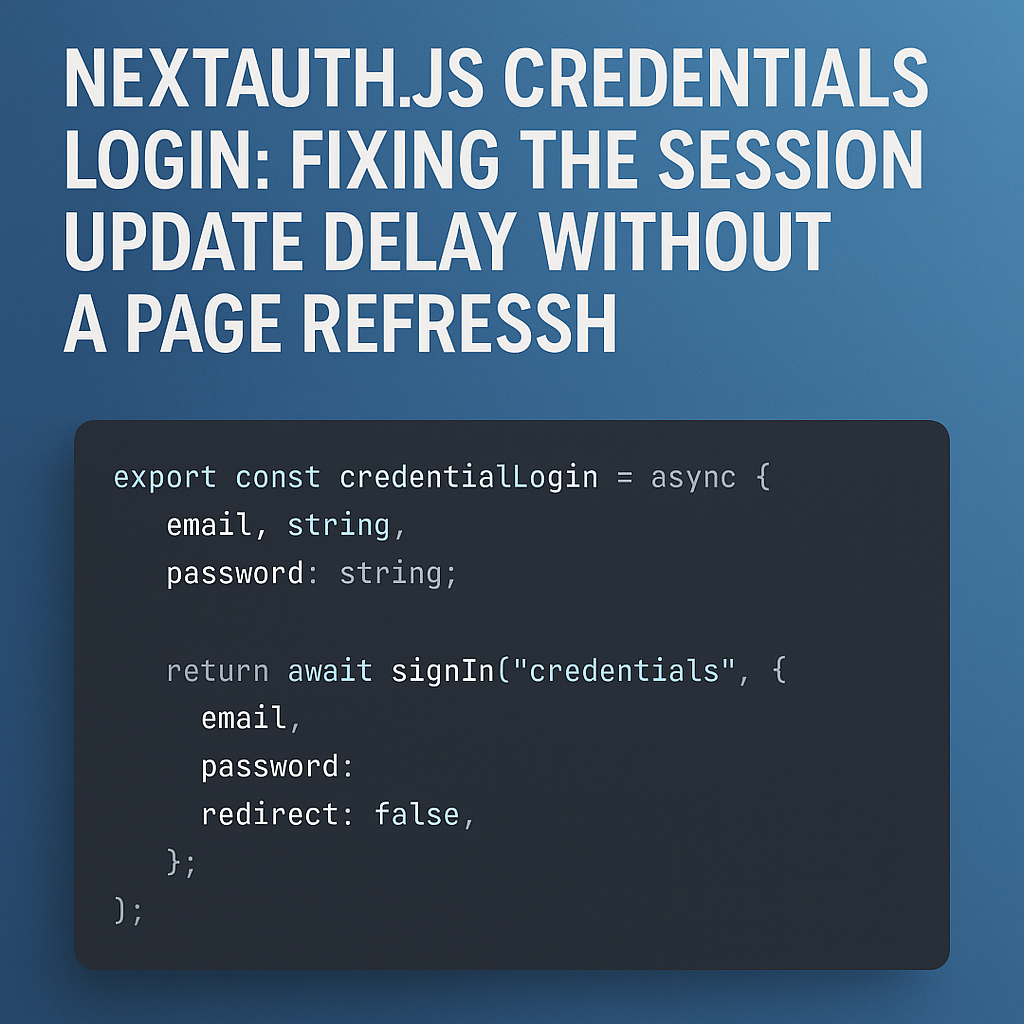 🔐 NextAuth Credentials Login Not Updating Session? Here’s the Fix (Next ...