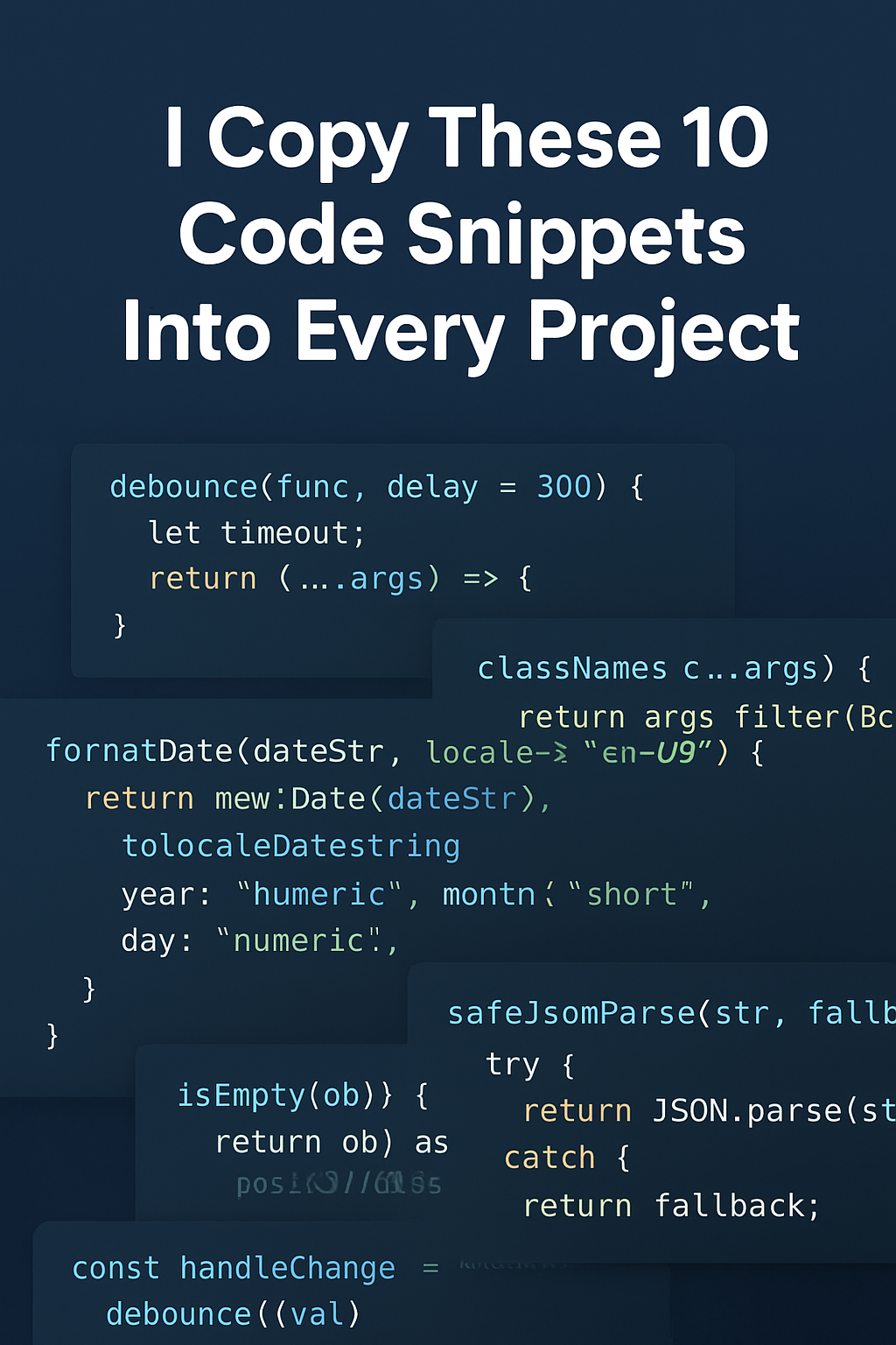 I Copy These 10 Code Snippets Into Every Project | by Babar saad | JavaScript in Plain English