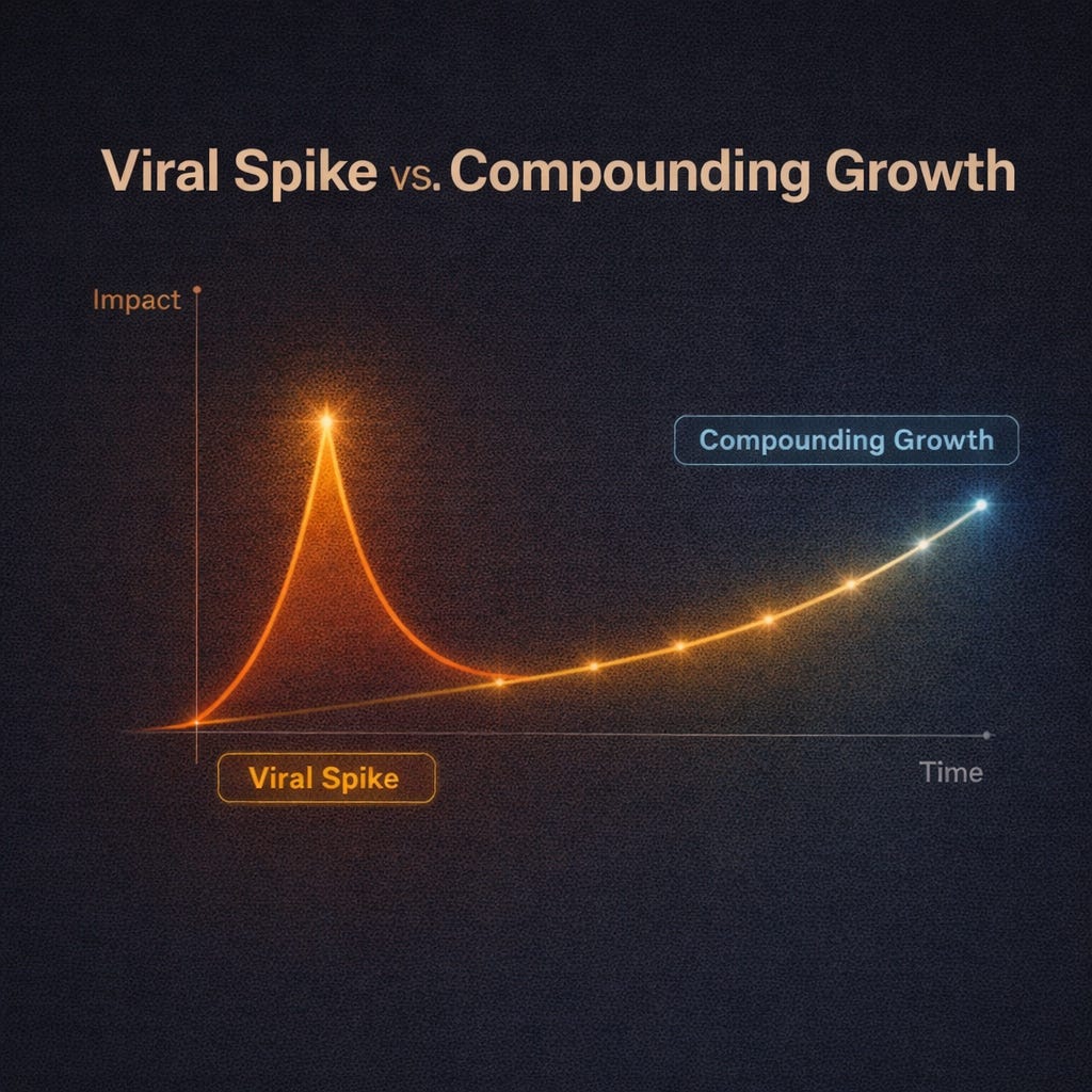 Viral Spikes Fade. Compounding Growth Wins. | by Hashtag Influencer ...