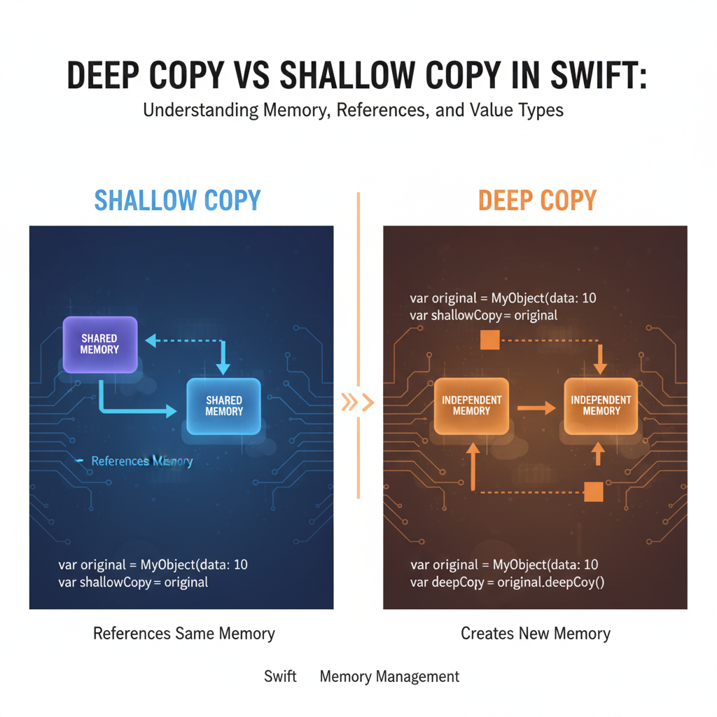 Deep Copy vs Shallow Copy in Swift: Understanding Memory, References, and Value Types | by ...