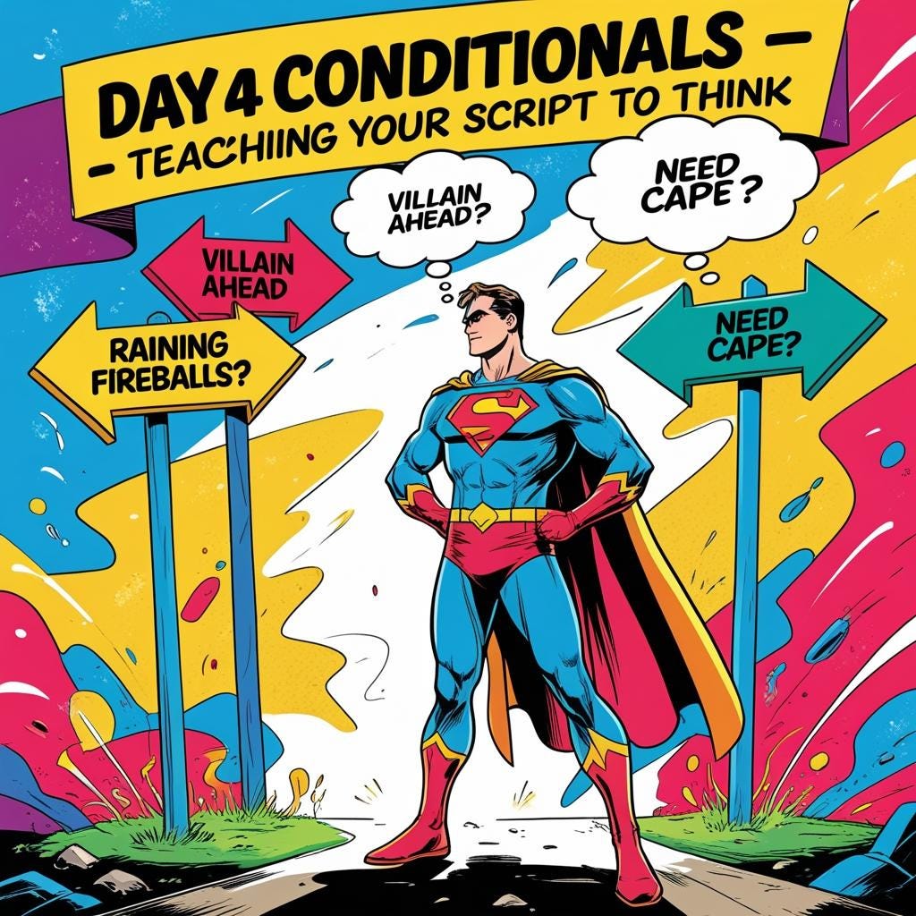 Day : 4 Conditionals -Teaching Your Script to Think | by Pawan Natekar ...