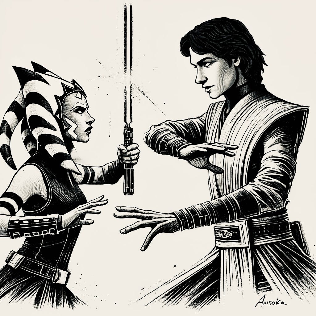 Genius (Ahsoka) — a short story. Sparring with Jedi Master Swan is fun ...