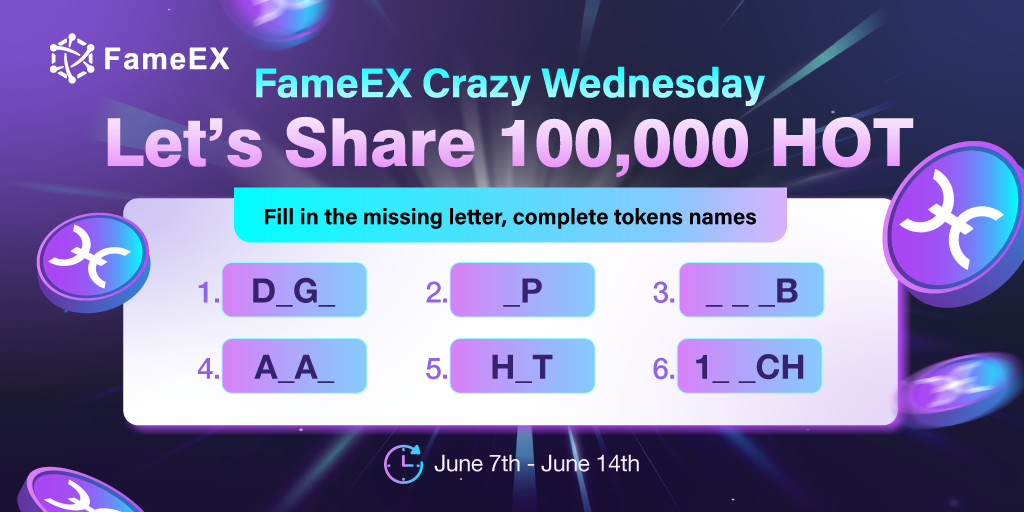 Winners List for FameEX Crazy Wednesday — 100,000 $HOT - FameEX ...