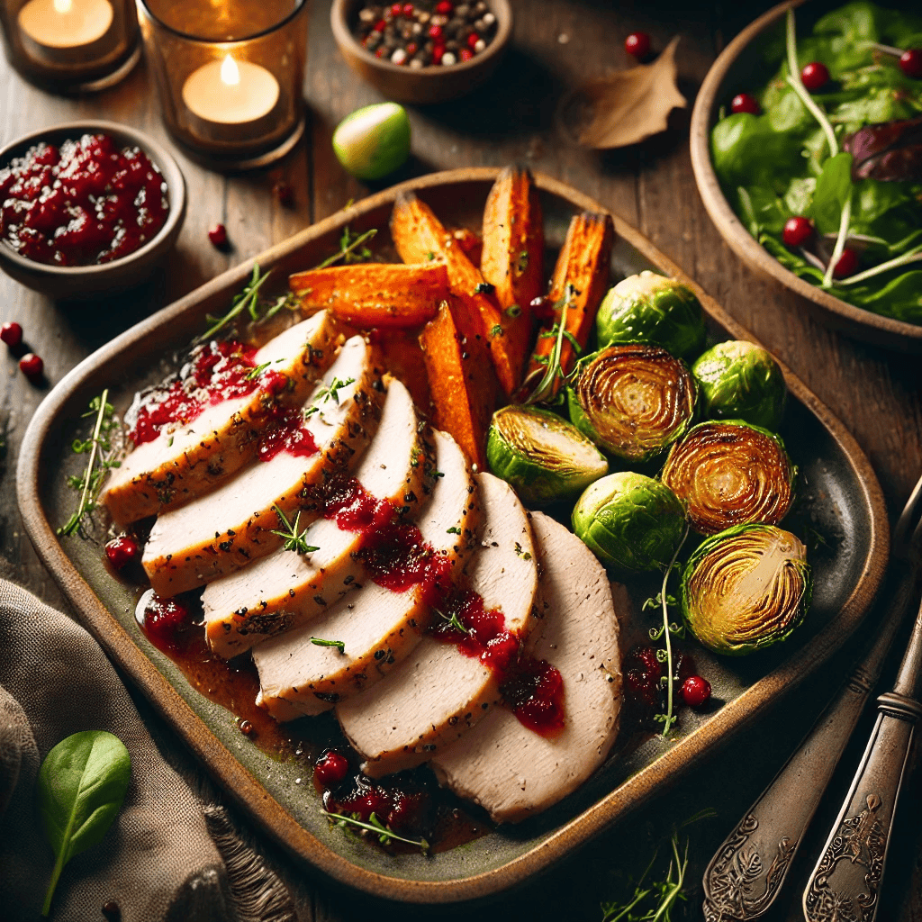 Herb-Roasted Turkey Breast with Roasted Vegetables and Cranberry ...