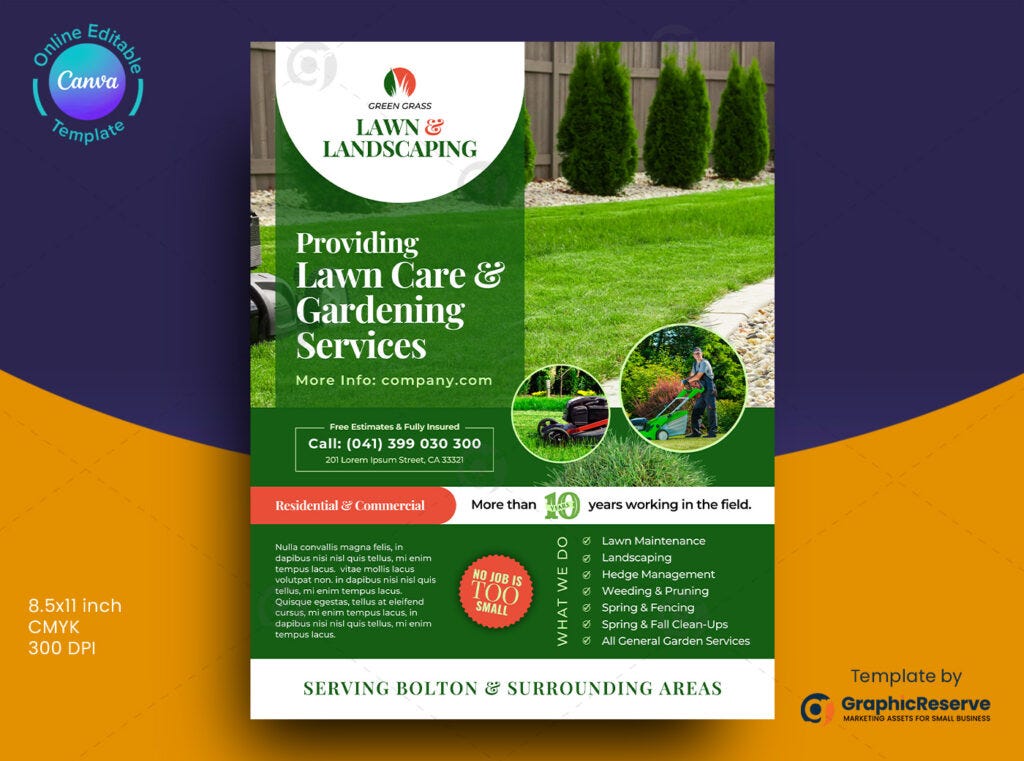 Lawn Care And Landscaping Services Flyer Canva Template - Heropik - Medium