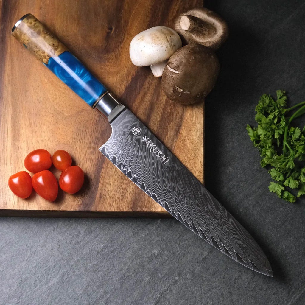 Damascus Steel Chef Knife - Yakushi knives - Medium