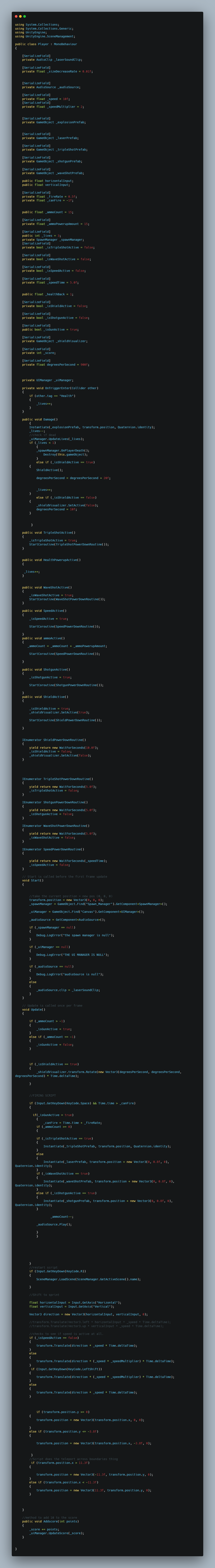 DAY 35 OF GAMEDEVHQ: My Player Script So Far. - Harper Foley-Susco - Medium