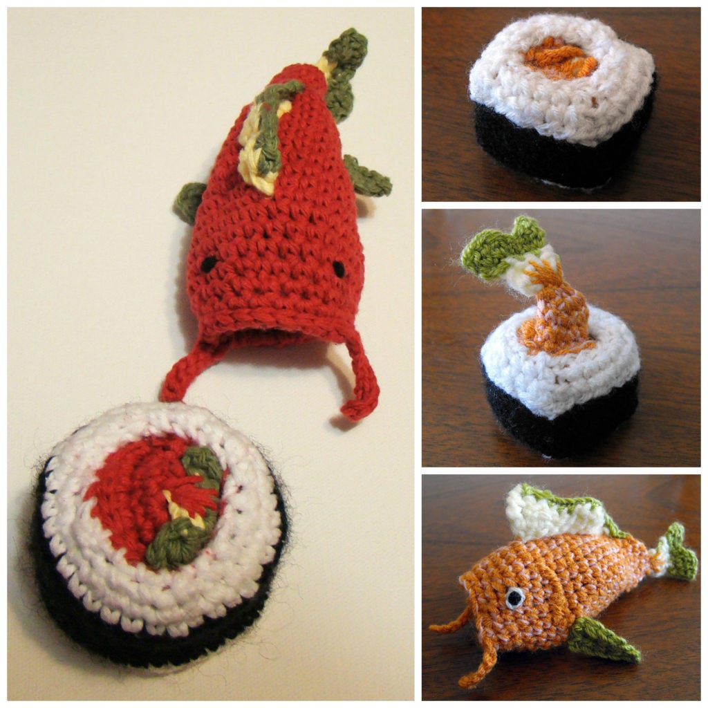 This Fish Amigurumi Magically Transforms Into a Piece of Sushi! Get the ...