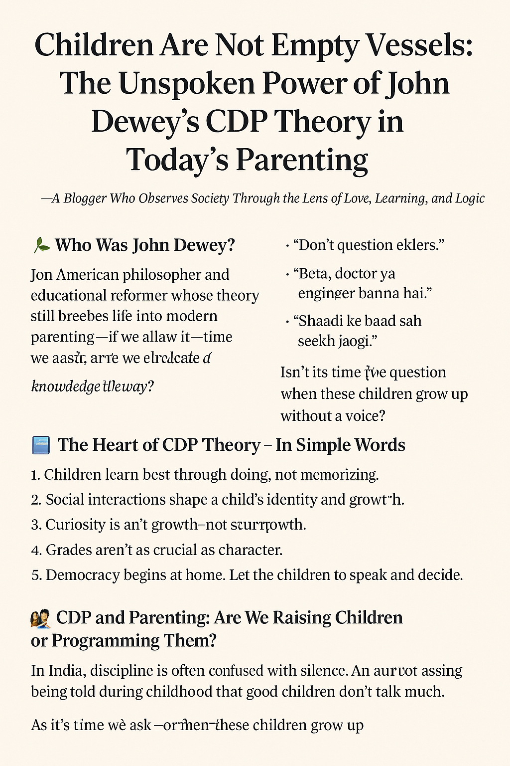 “Children Are Not Empty Vessels: The Unspoken Power of John Dewey’s CDP ...