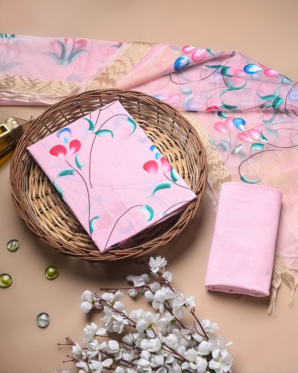 Hand Block Print Cotton Suit Sets With Cotton Dupatta Cfcotmu03 - chavi ...