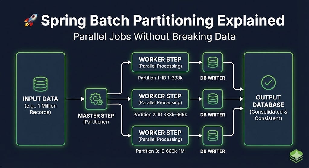 🚀 Spring Batch Partitioning Explained (Parallel Jobs Without Breaking ...