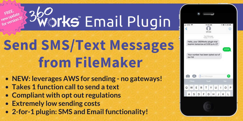 How to Send Text Messages from FileMaker — 360Works Email Plugin Leverages AWS for SMS Sending ...