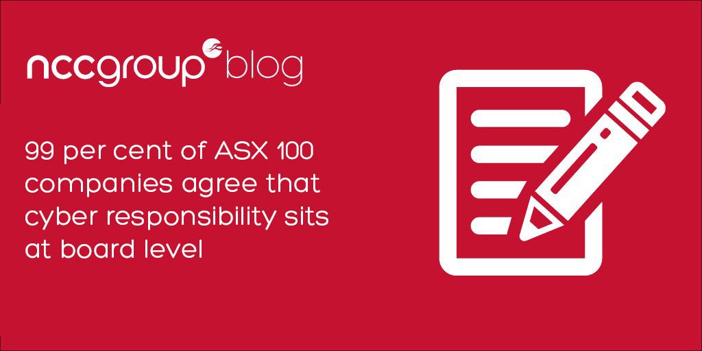 99 per cent of ASX 100 companies agree that cyber responsibility sits ...