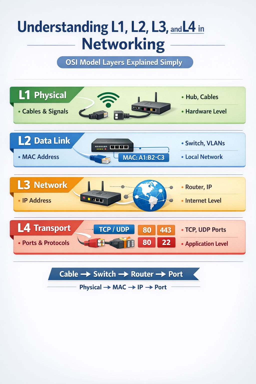 L1, L2, L3, and L4 in Networking Explained Simply (OSI Layers Guide for ...