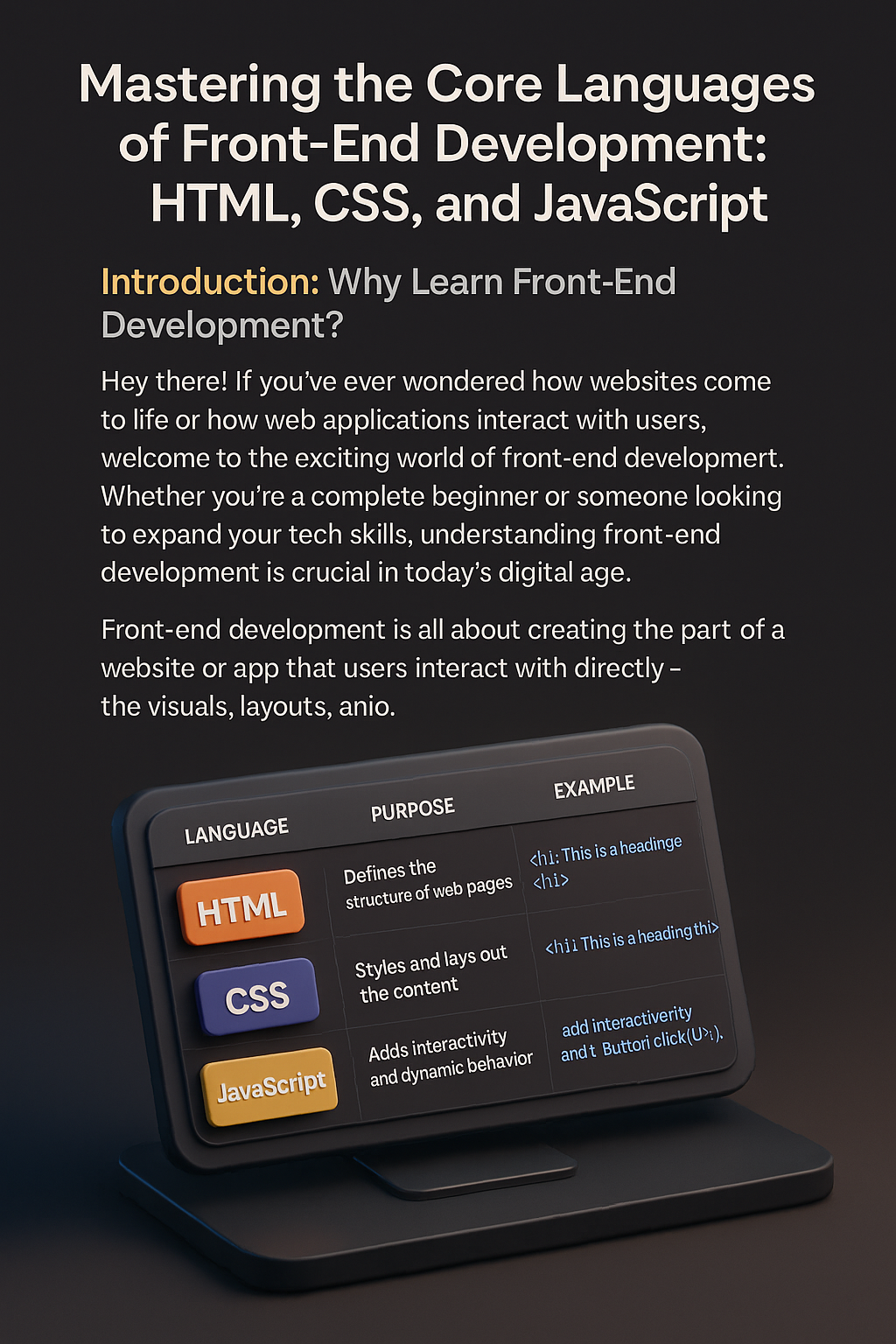 Mastering the Core Languages of Front-End Development: HTML, CSS, and JavaScript | by Riki Graha ...
