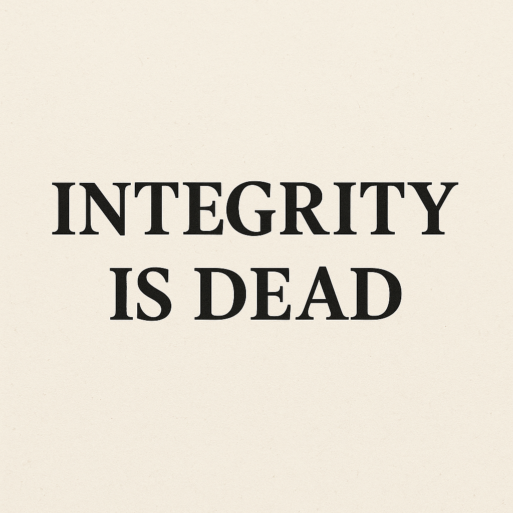Integrity is dead. I am not nostalgic for the past. I do… | by Korab ...