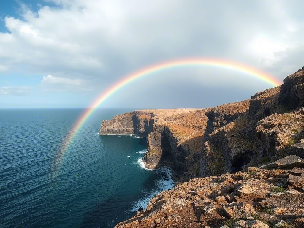 After the Rain: A Rainbow’s Embrace Over Coastal Cliffs | by Kevin ...
