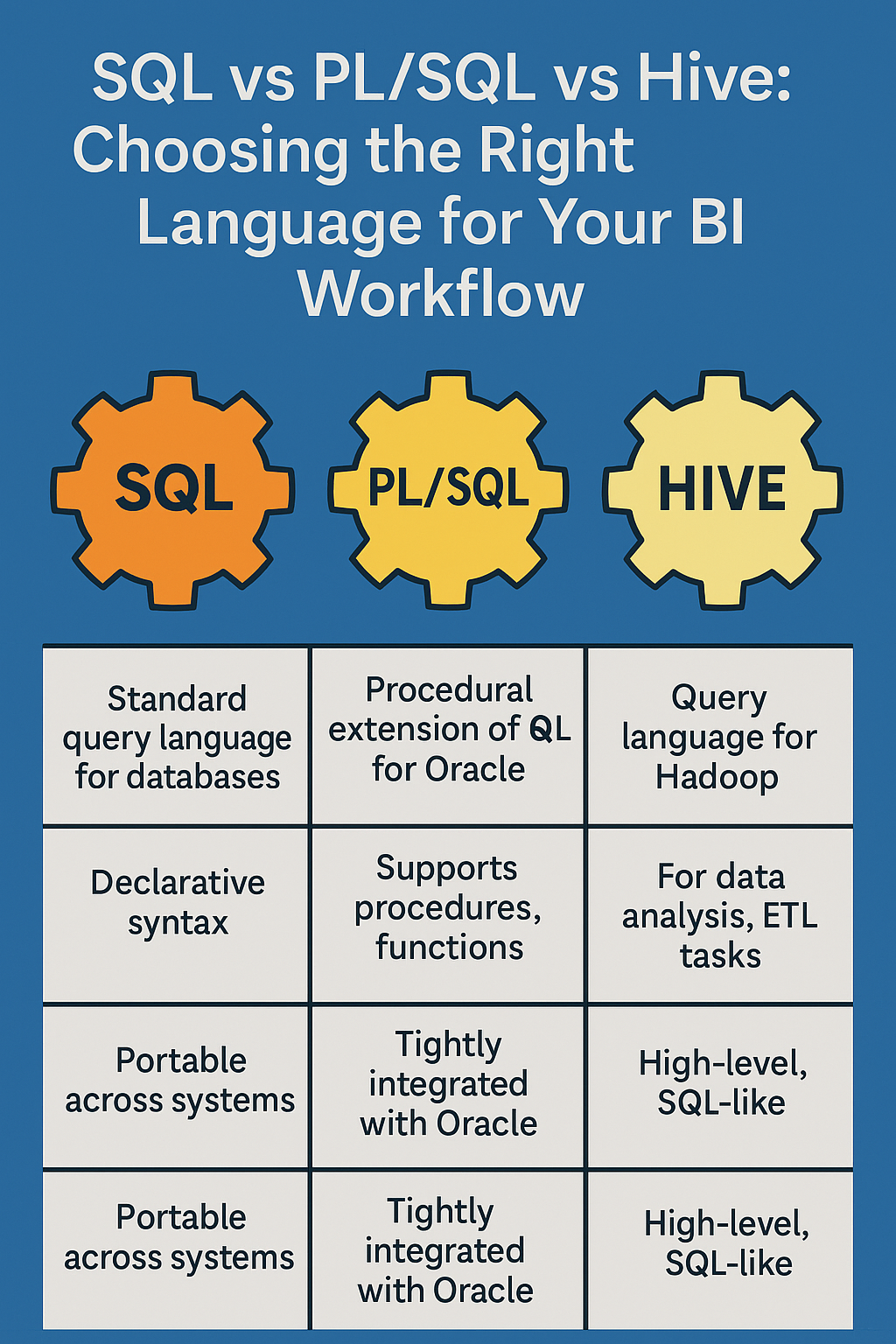 SQL vs PL/SQL vs Hive: Choosing the Right Language for Your BI Workflow | by Bhavitha Guntupalli ...