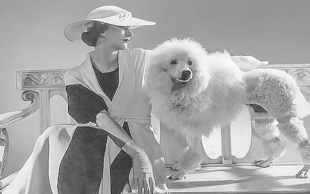 Isabel Johnson with coat and dog. - Volfredo Camacho - Medium