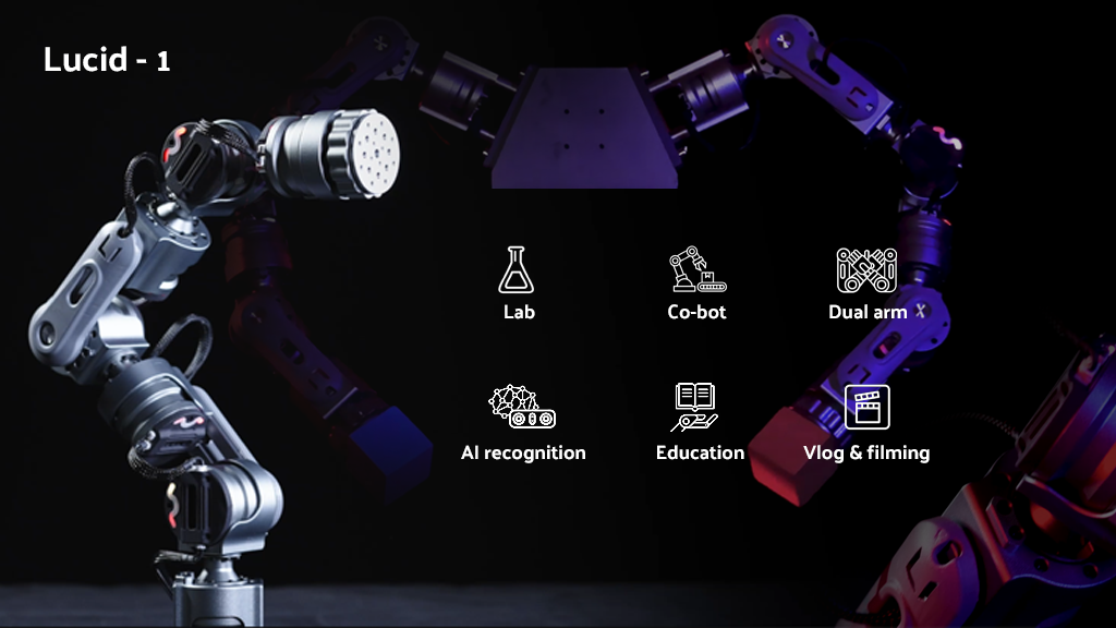 Lucid ONE, a 7 axis no-code robotic arm with AI intuitive control pre-launched on Kickstarter ...