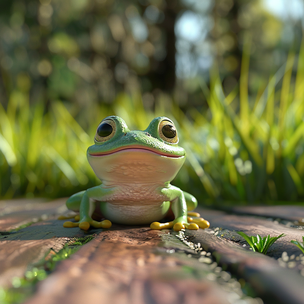 The Frog In The Water Bowl. Flip was a lively frog. He jumped from ...