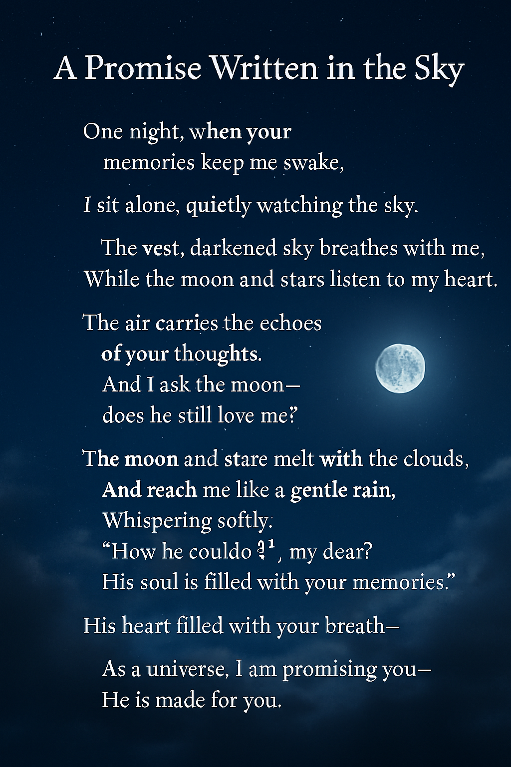 A Promise Written in the Sky #sky #Moon #Witness of love ️ # Poetry # ...