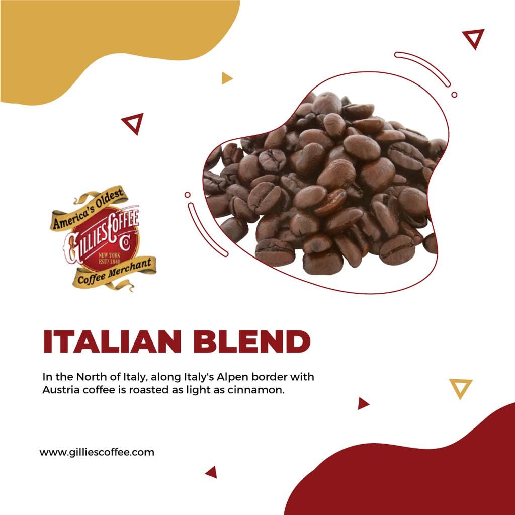Italian Blend wholesale coffee - Gillies Coffee Company - Medium