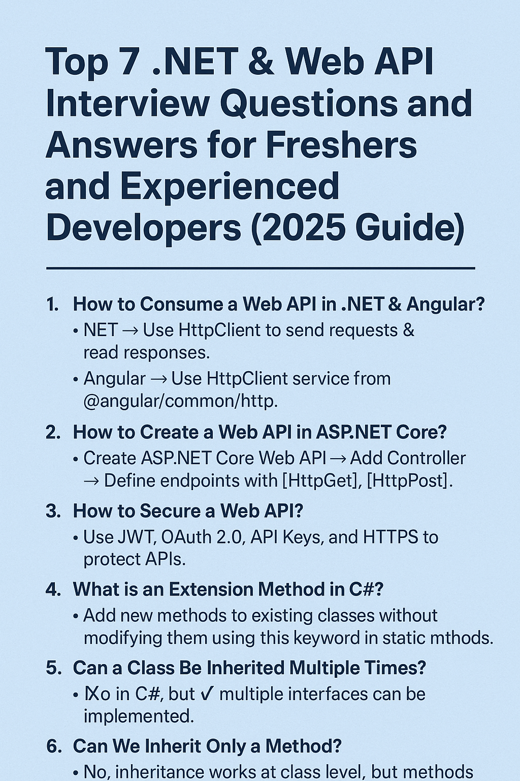 Top 7 .NET & Web API Interview Questions and Answers for Freshers and ...