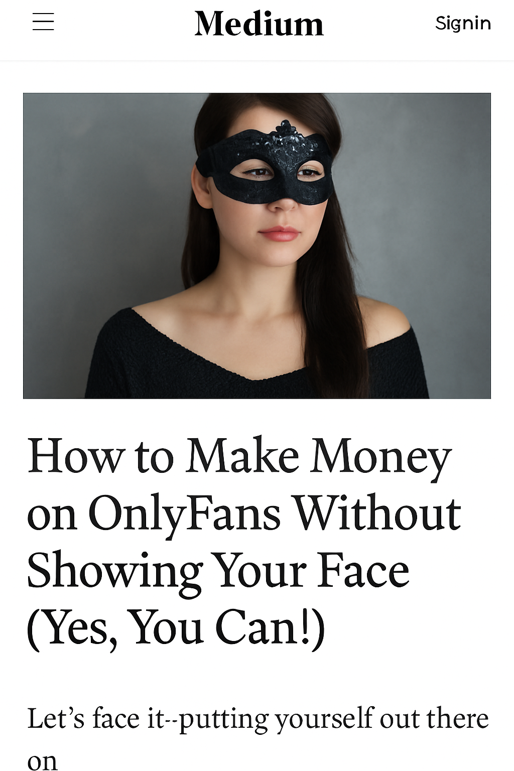How to Make Money on OnlyFans Without Showing Your Face (Yes, You Can!) | by Thimmyya Devender ...