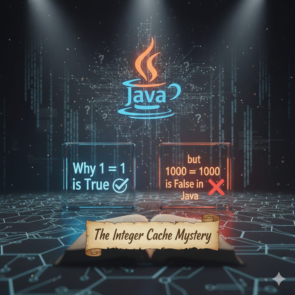 Why 1 == 1 is True but 1000 == 1000 is False in Java: The Integer Cache ...