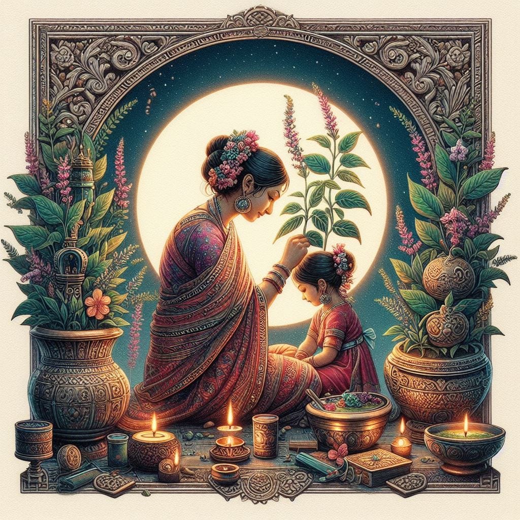 “A Sacred Ritual, A Loving Memory: Tulsi Puja with Mom” | by Voleti ...