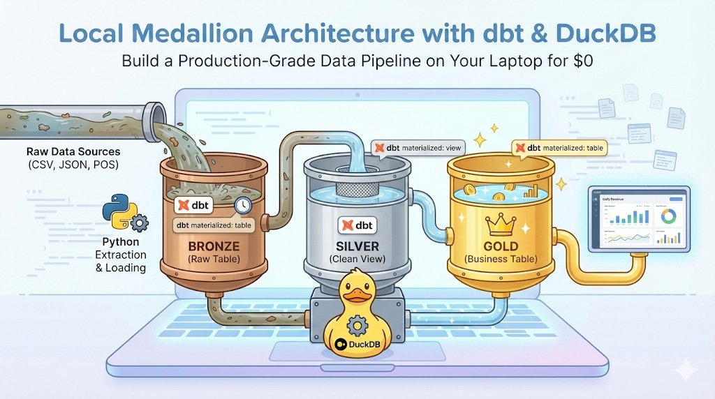 How to build the Medallion Architecture Locally Using dbt and Duckdb. | Data Engineer Things