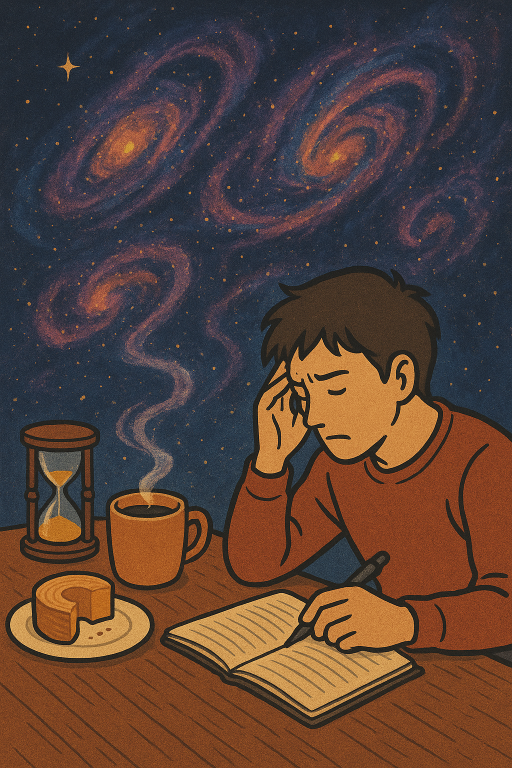 “Coffee and Nebula” (Poem) - Japanese Nobu spiral pen artist - Medium