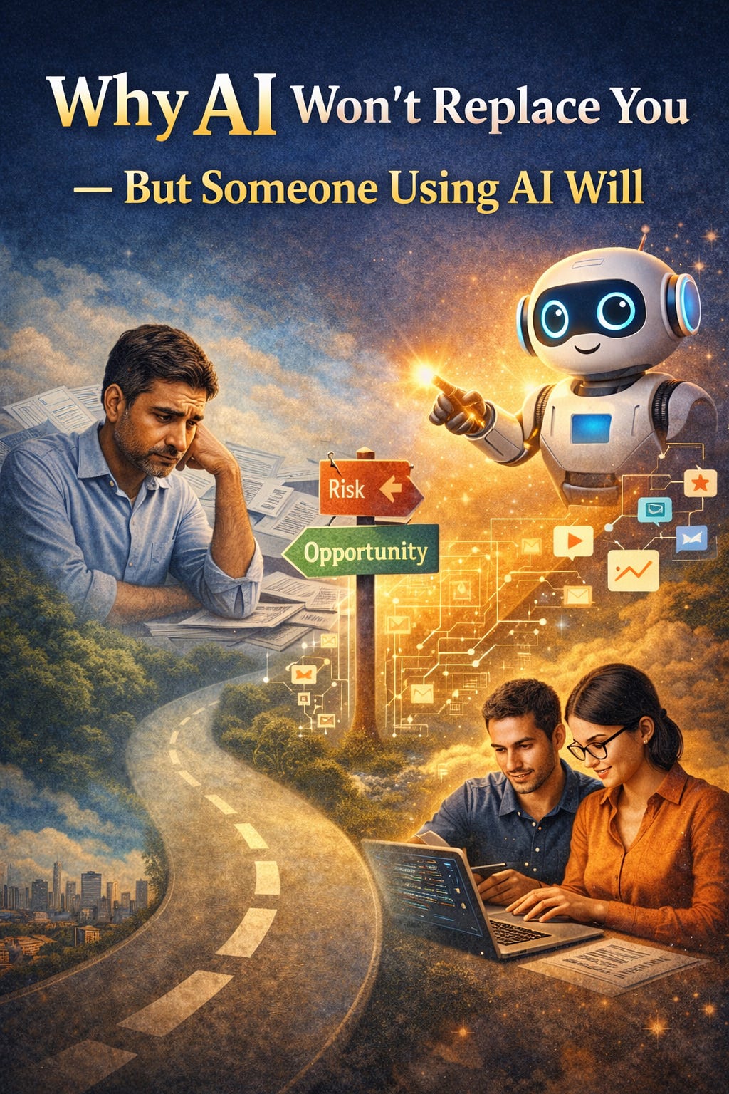 Why AI Won’t Replace You – But Someone Using AI Will 🤖⚡ | by Karan ...