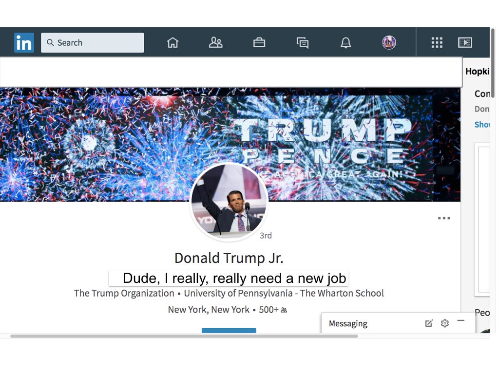 Donald Trump Jr’s New LinkedIn Profile | by Greg Schwem | The Haven ...