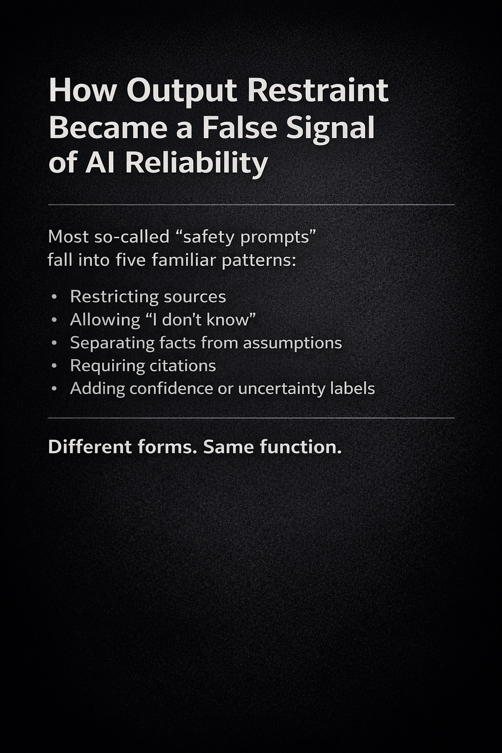 How Output Restraint Became a False Signal of AI Reliability | by Gavin ...