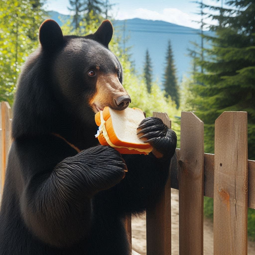 The Bear and the Ham Sandwiches. Image Created By Author At Bing Image ...