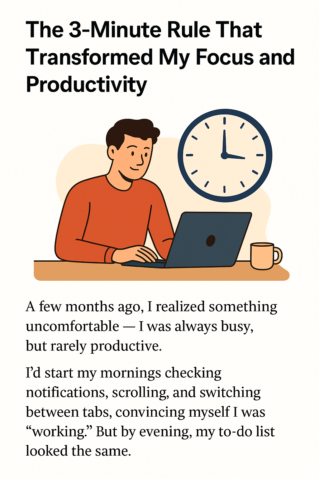 “The 3-Minute Rule That Transformed My Focus and Productivity” | by Neo ...