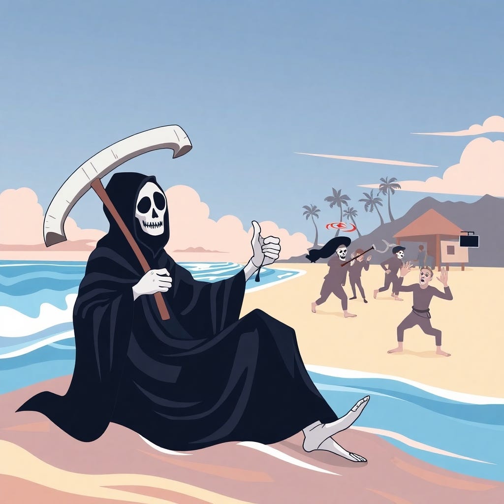 The Grim Reaper’s Day off. The Grim Reaper woke one day, | by ABHIJIT ...