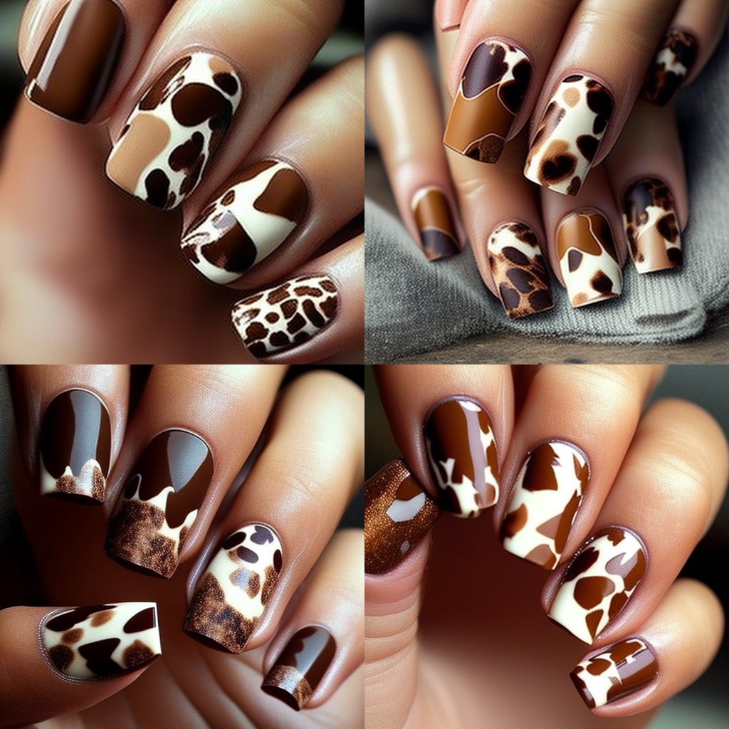 Get Your Cowgirl On: Brown Cow Print Nails for Any Outfit and Occasion ...