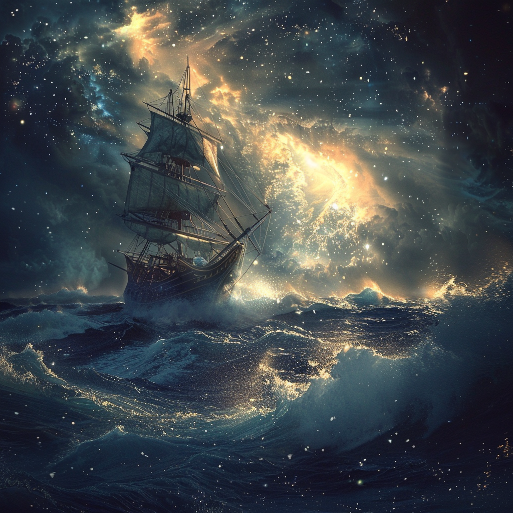 Lighthouse Storm Ship