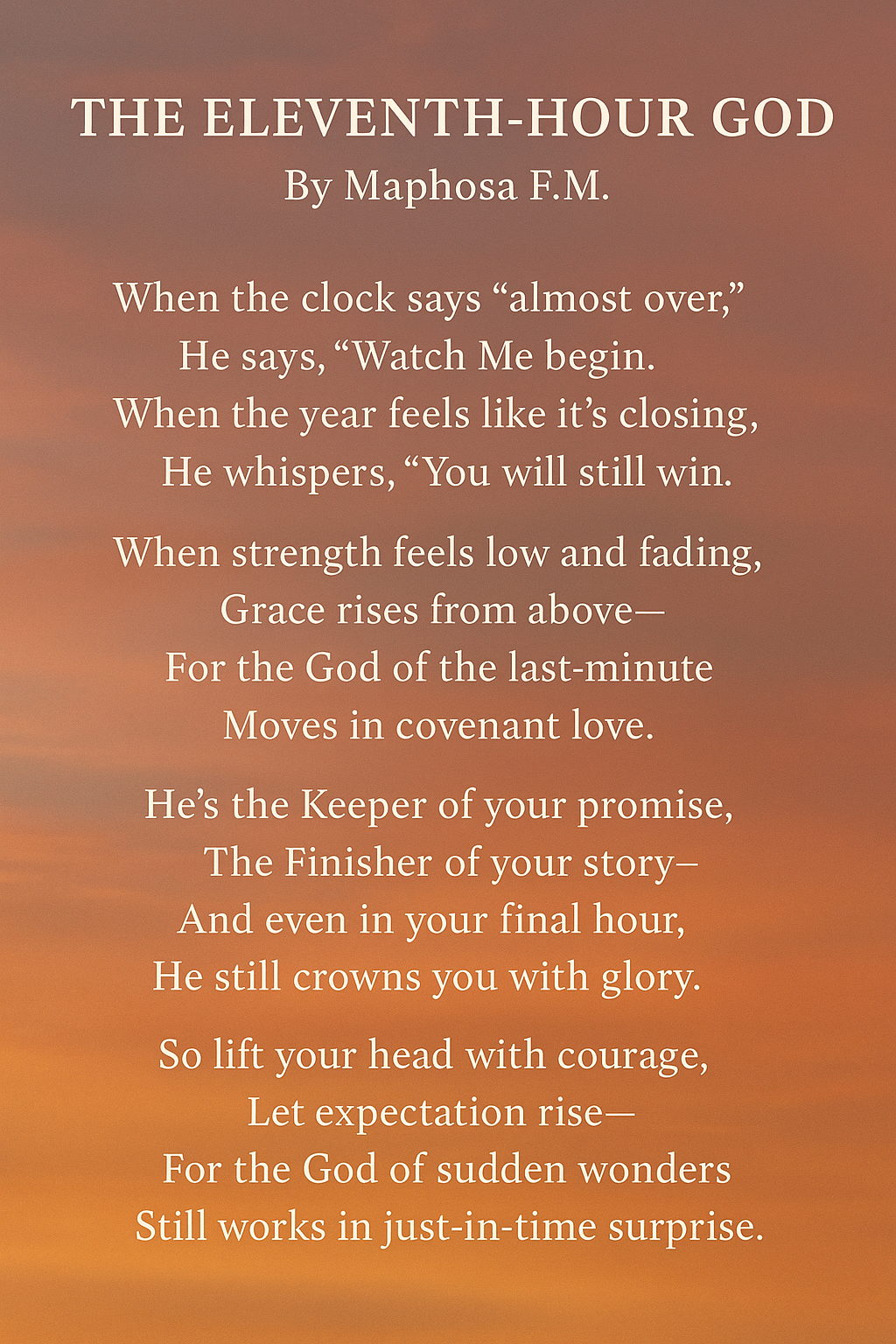 Sunday Whisper of Faith | The God of the Eleventh Hour🕙 | by Fadzymat ...